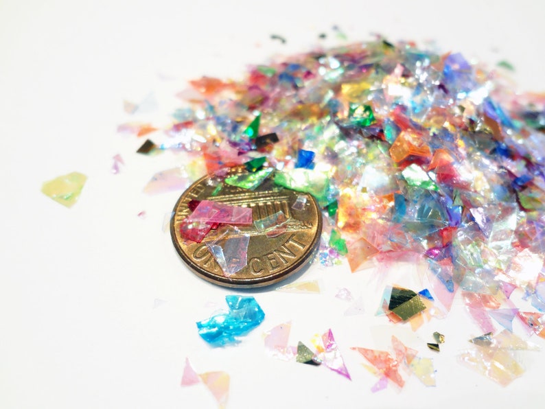 Iridescent Rainbow Flakes Mylar Flakes Cellophane Shards | Etsy