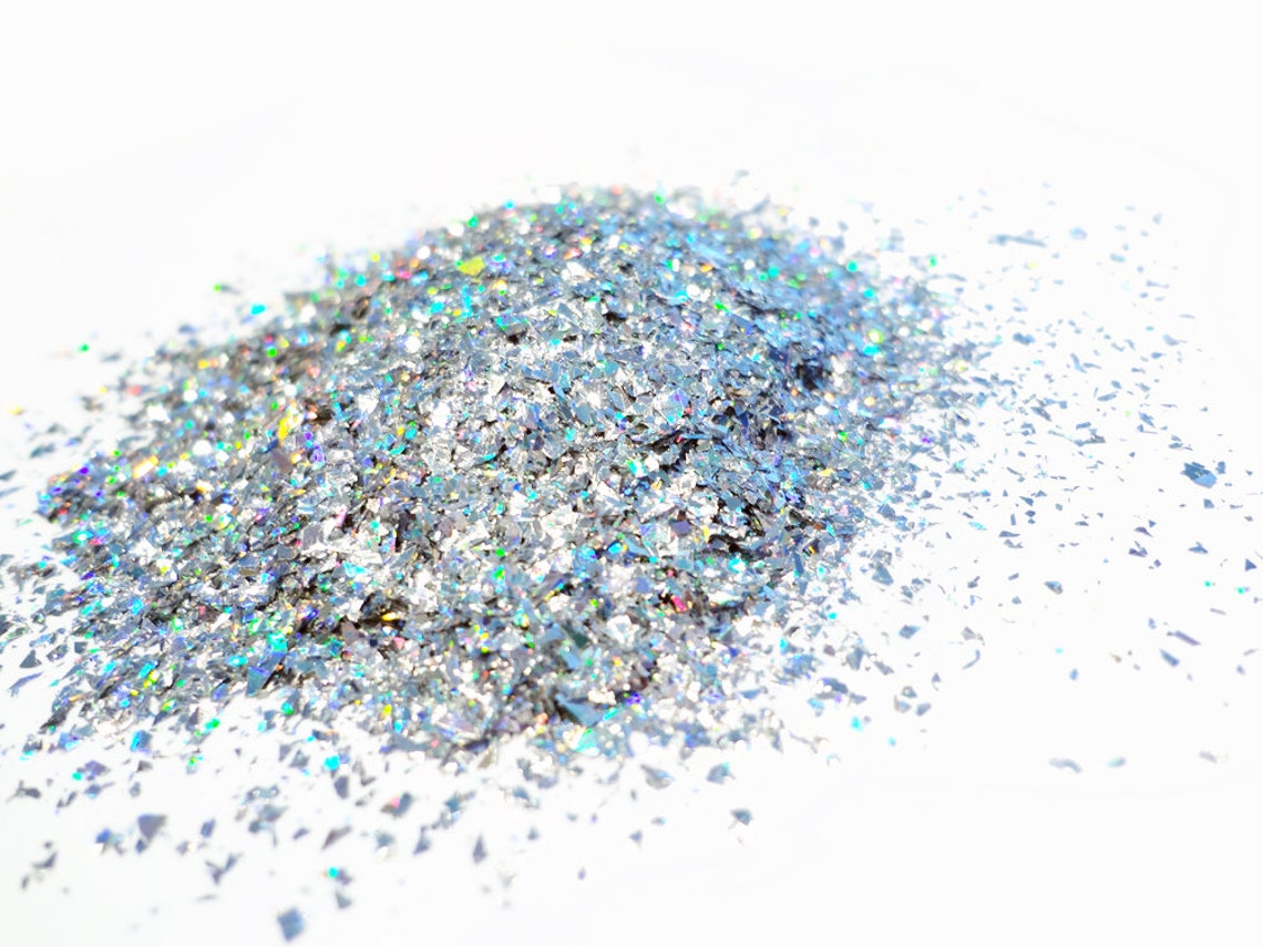 Holographic Silver Glitter Shards Tiny Glitter Flakes Rough - Etsy