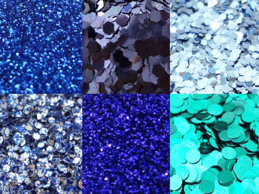 Blue Glitter SAMPLER PACK, 1 Tsp of 6 Different Types of Blue Glitter ...