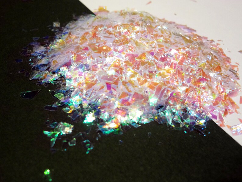 Iridescent Flakes Clear Pink Tint Mylar Flakes Cellophane - Etsy