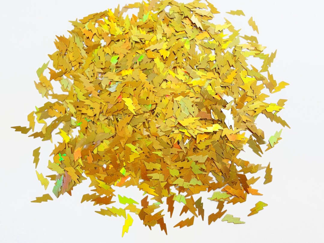 Holographic Gold Lightning Bolt Shape Glitter 2x7mm - Etsy