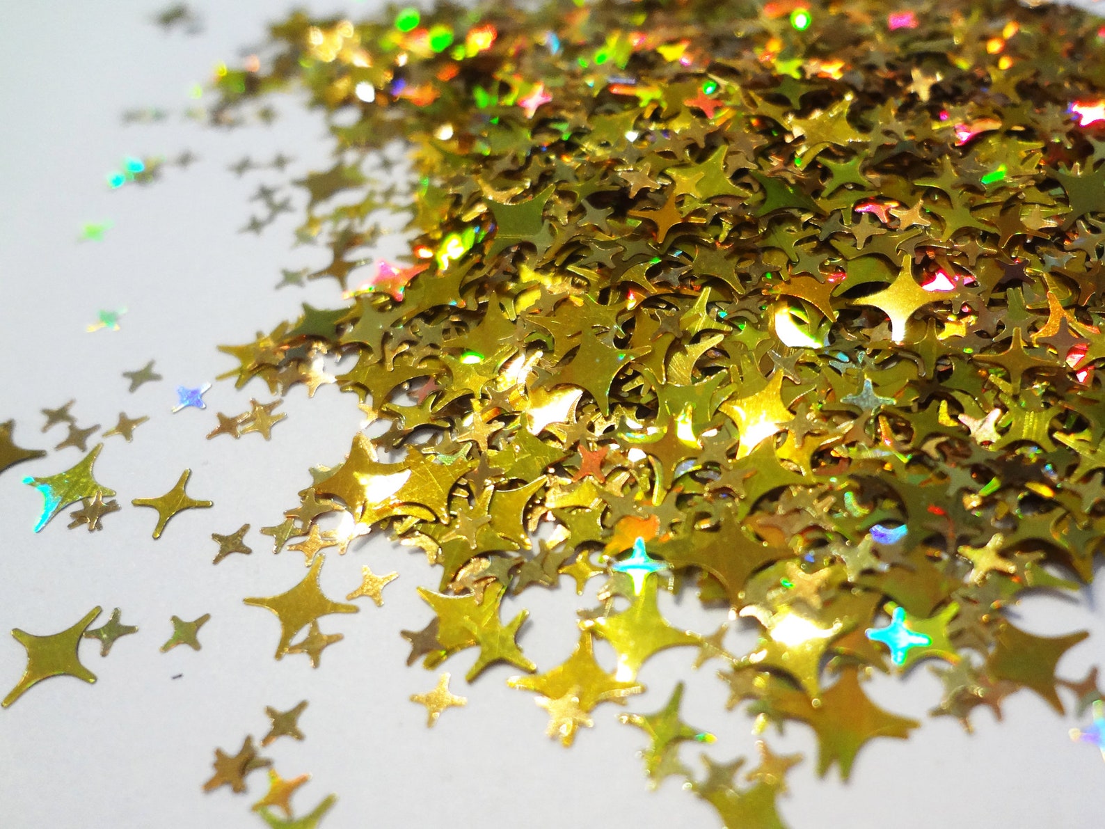 Holographic Gold Four Point Stars Shape Glitter 2mm 4mm and 5mm Mix ...