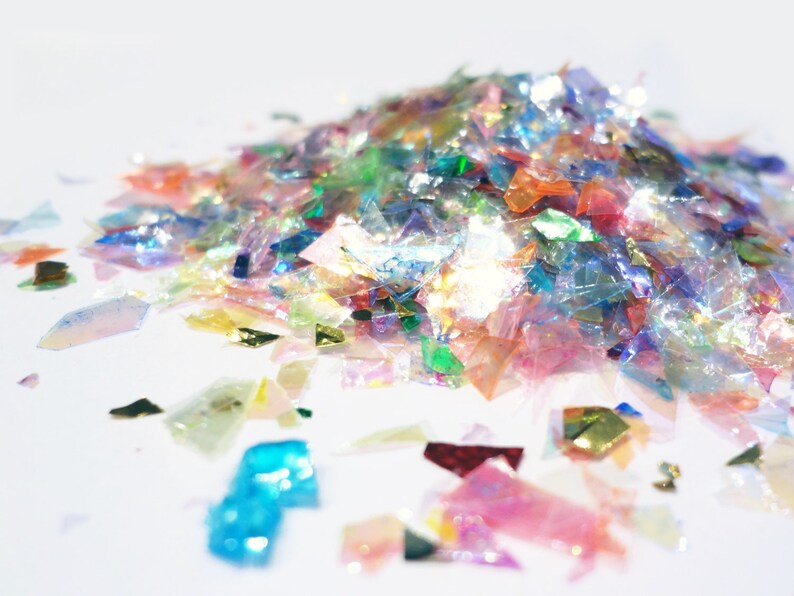 Iridescent Rainbow Flakes Mylar Flakes Cellophane Shards | Etsy