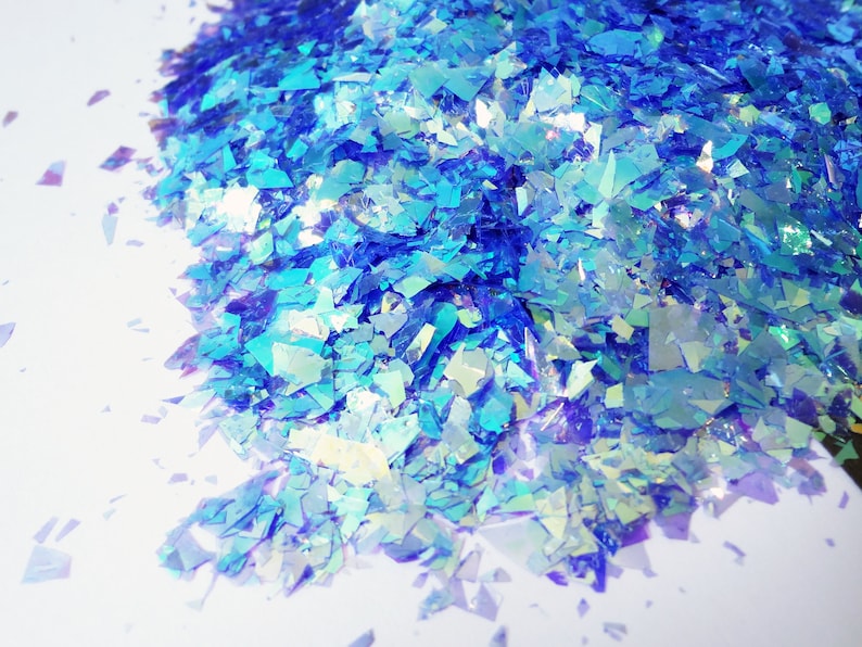 Iridescent Blue Flakes Mylar Flakes Cellophane Shards - Etsy