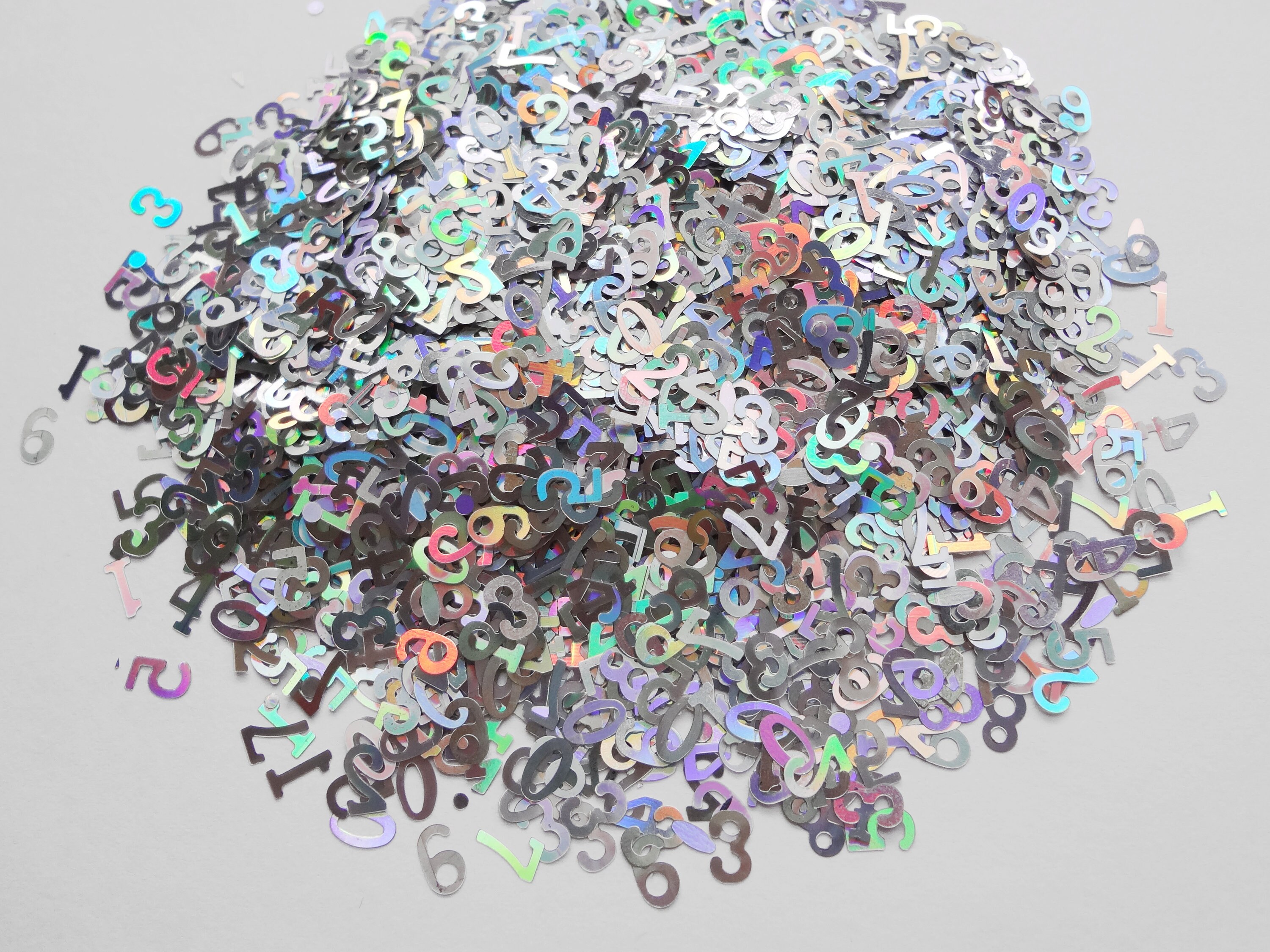Holographic Silver Numbers Digits Glitter 5mm Numerals Mix - Etsy