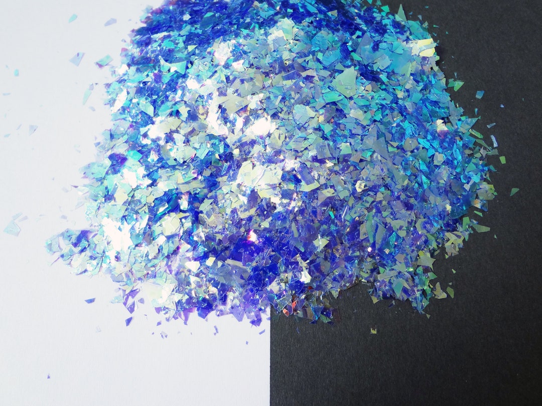 Iridescent Blue Flakes, Mylar Flakes, Cellophane Shards, Crushed ...