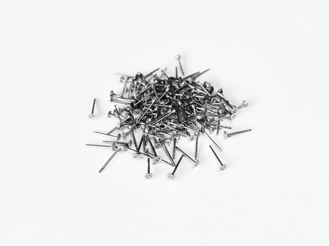 3mm Titanium Earring Posts 9.5mm Length, Flat Pad Post, Grade 1 ...