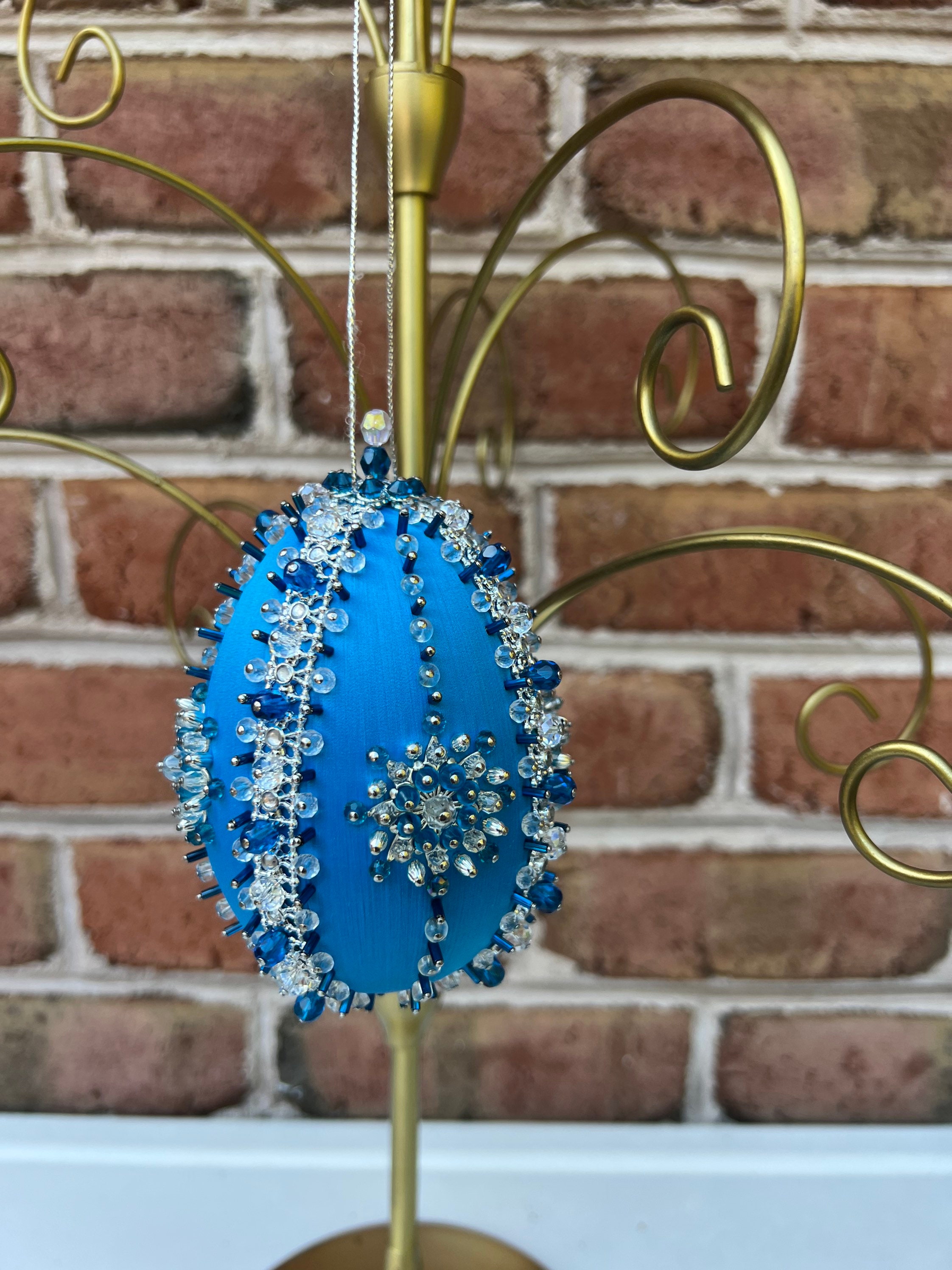 Extra Large Push Pin Christmas Handmade Vintage Ornament Beads Silk ...