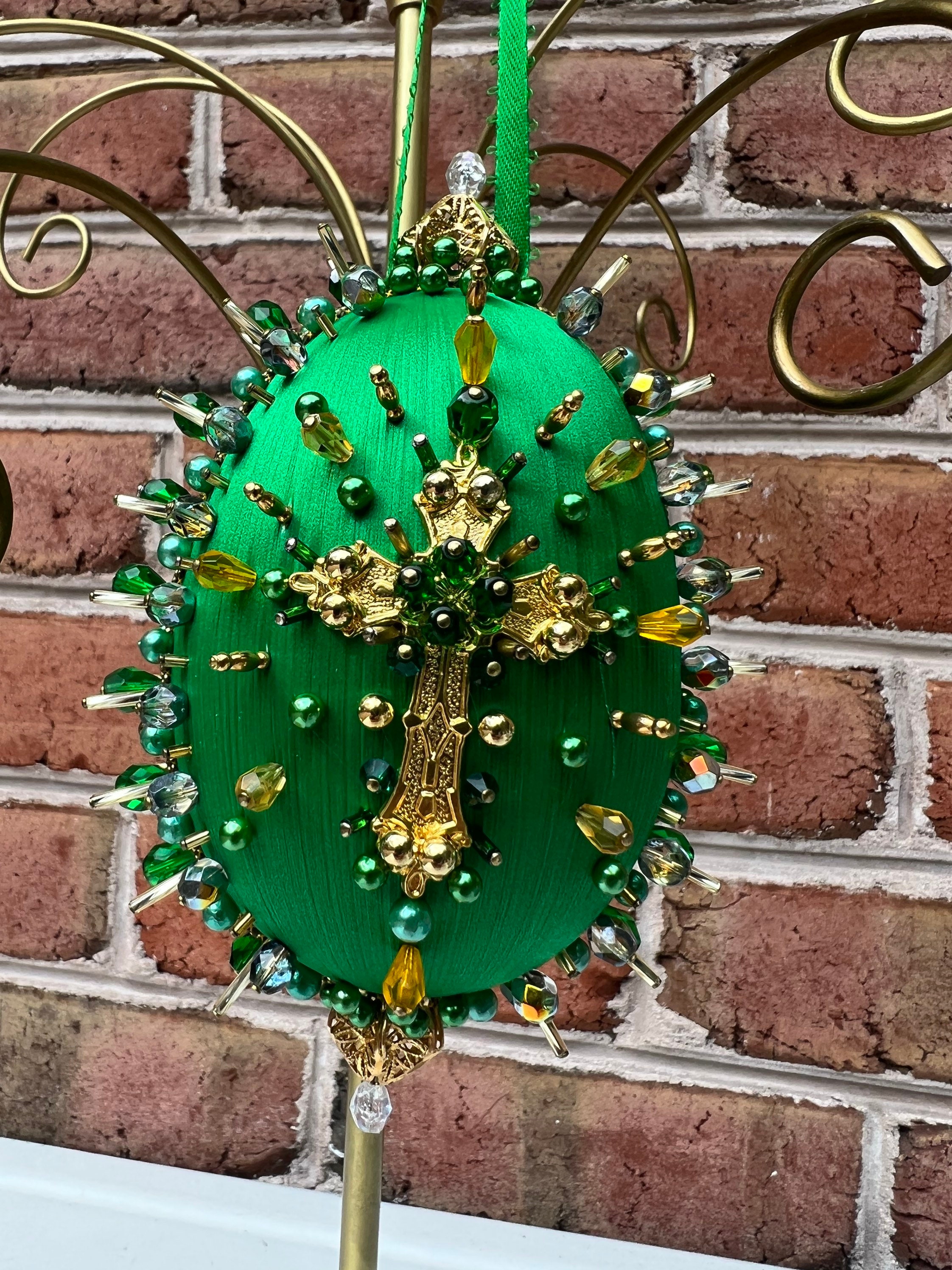 Extra Large Push Pin Christmas Handmade Vintage Ornament Religious Silk ...