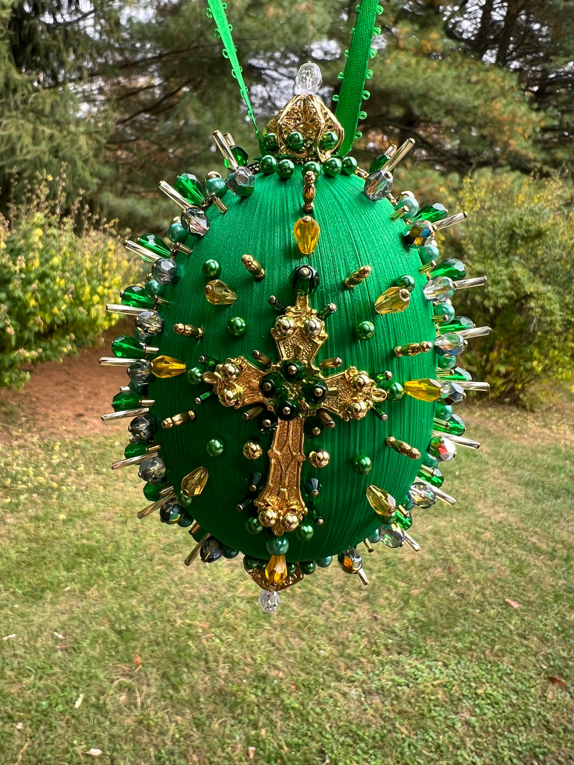 Extra Large Push Pin Christmas Handmade Vintage Ornament Religious Silk ...
