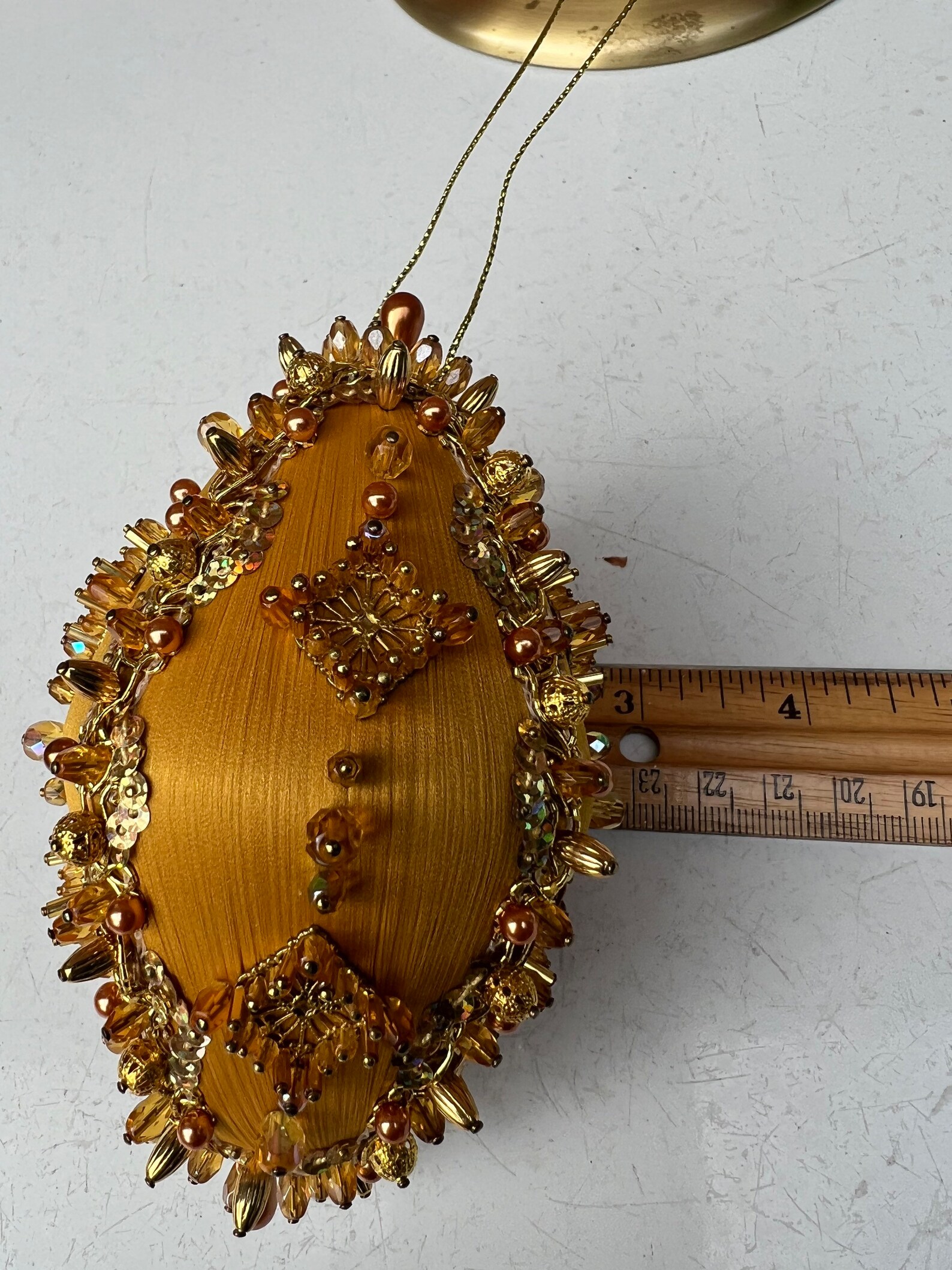 Extra Large Push Pin Christmas Handmade Vintage Ornament Silk Amber and ...