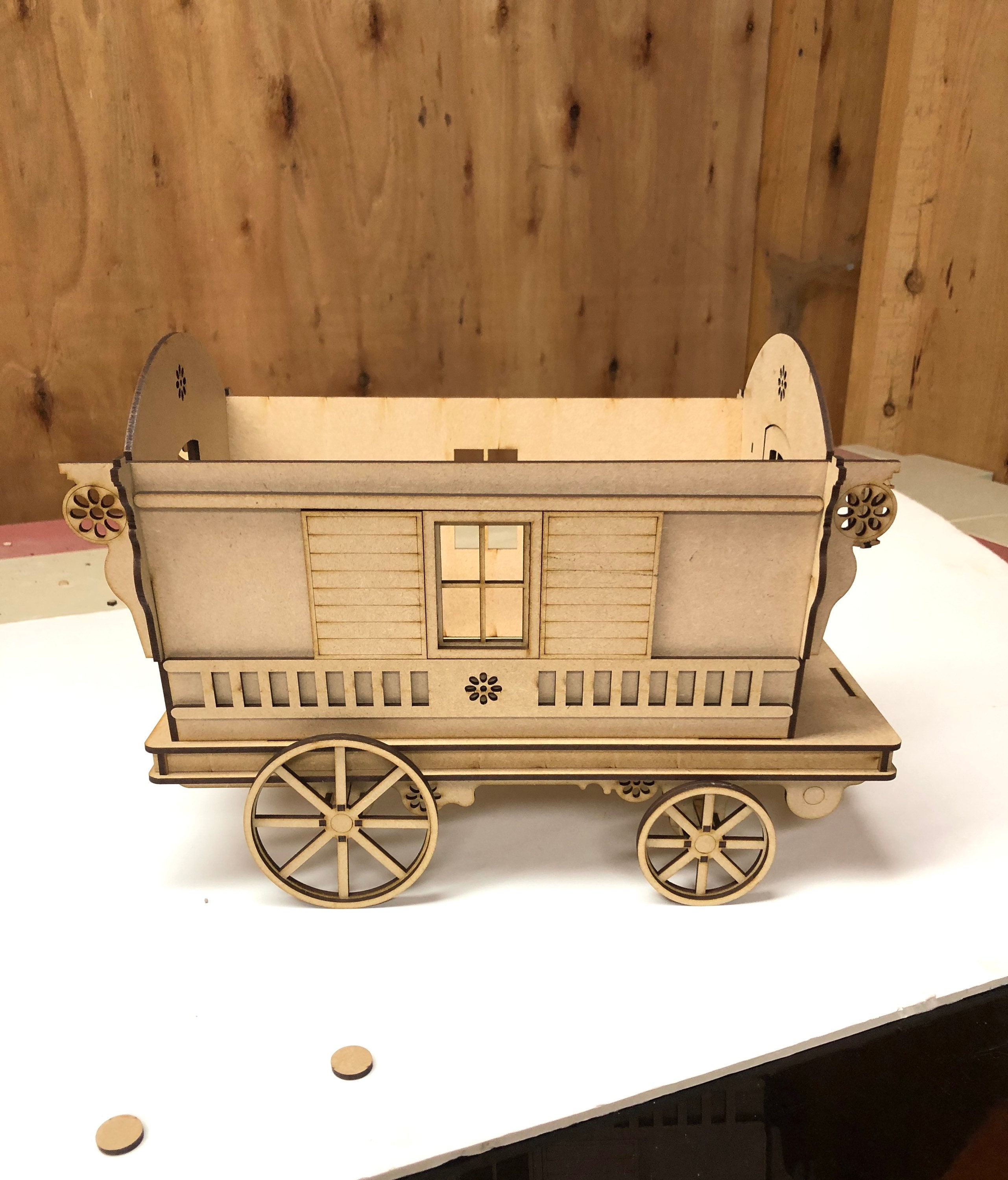 3D DIY MDF Model kit Large Gypsy Caravan Wagon Scale approx | Etsy