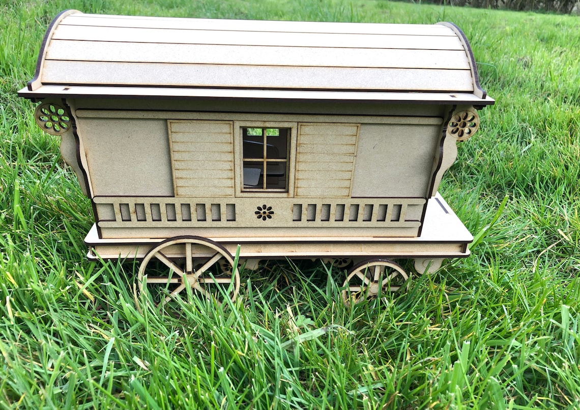 3D DIY MDF Model kit Large Gypsy Caravan Wagon Scale approx | Etsy