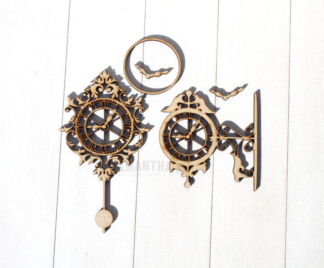 Vintage Pendulum Clock and Vintage Clock Sign Mixed Media MDF 2 Pack ...