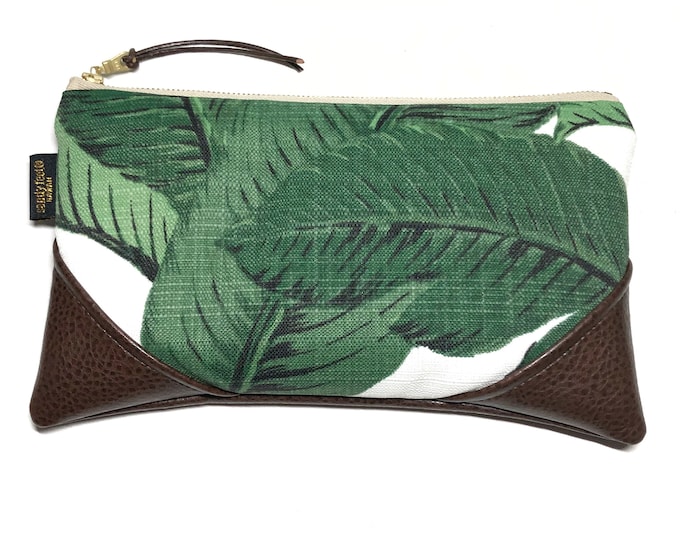 Large Tropical Banana Leaf Zipper Clutch / Zip Pouch With - Etsy