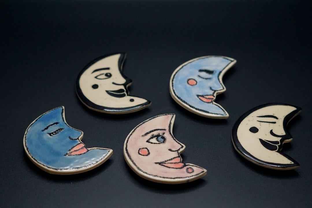 Handmade Moon Magnet Sgraffito Ceramic Witch Halloween Art - Etsy UK