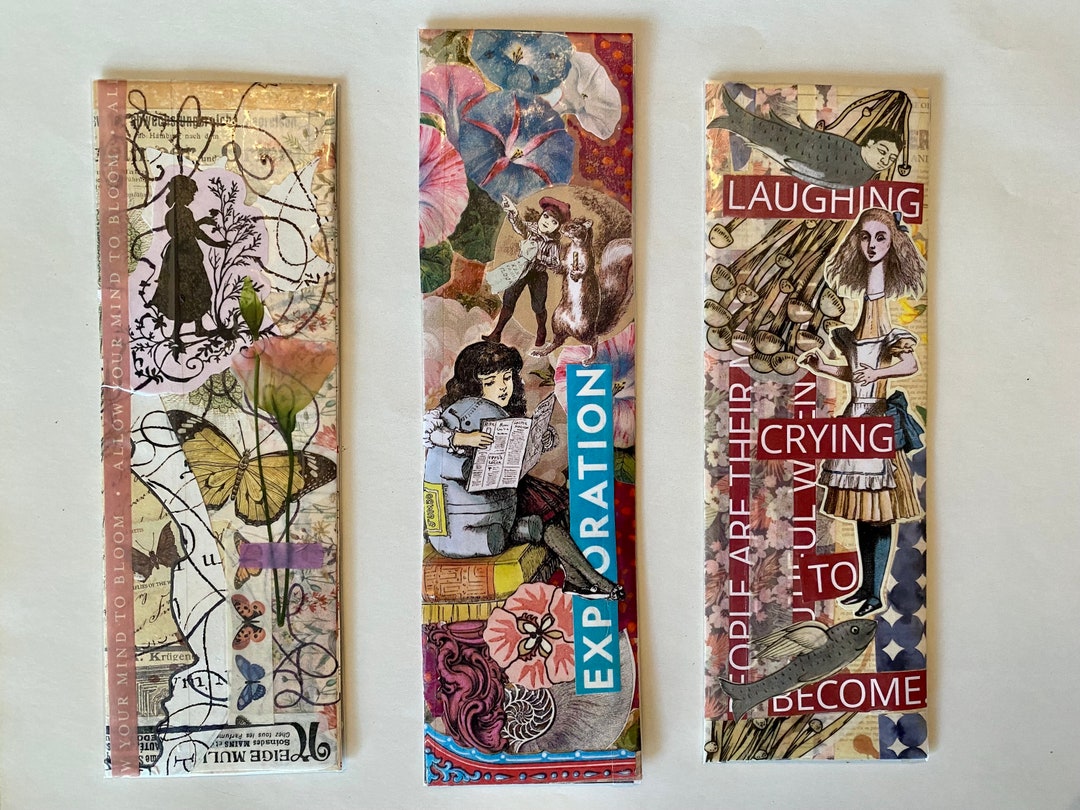 Handmade Bookmark Collage Reading Art Book Lover Pottery - Etsy