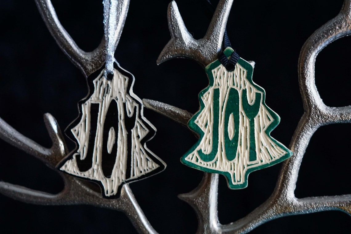 Handmade Christmas Tree Sgraffito Joy Ceramic Ornament Christmas ...