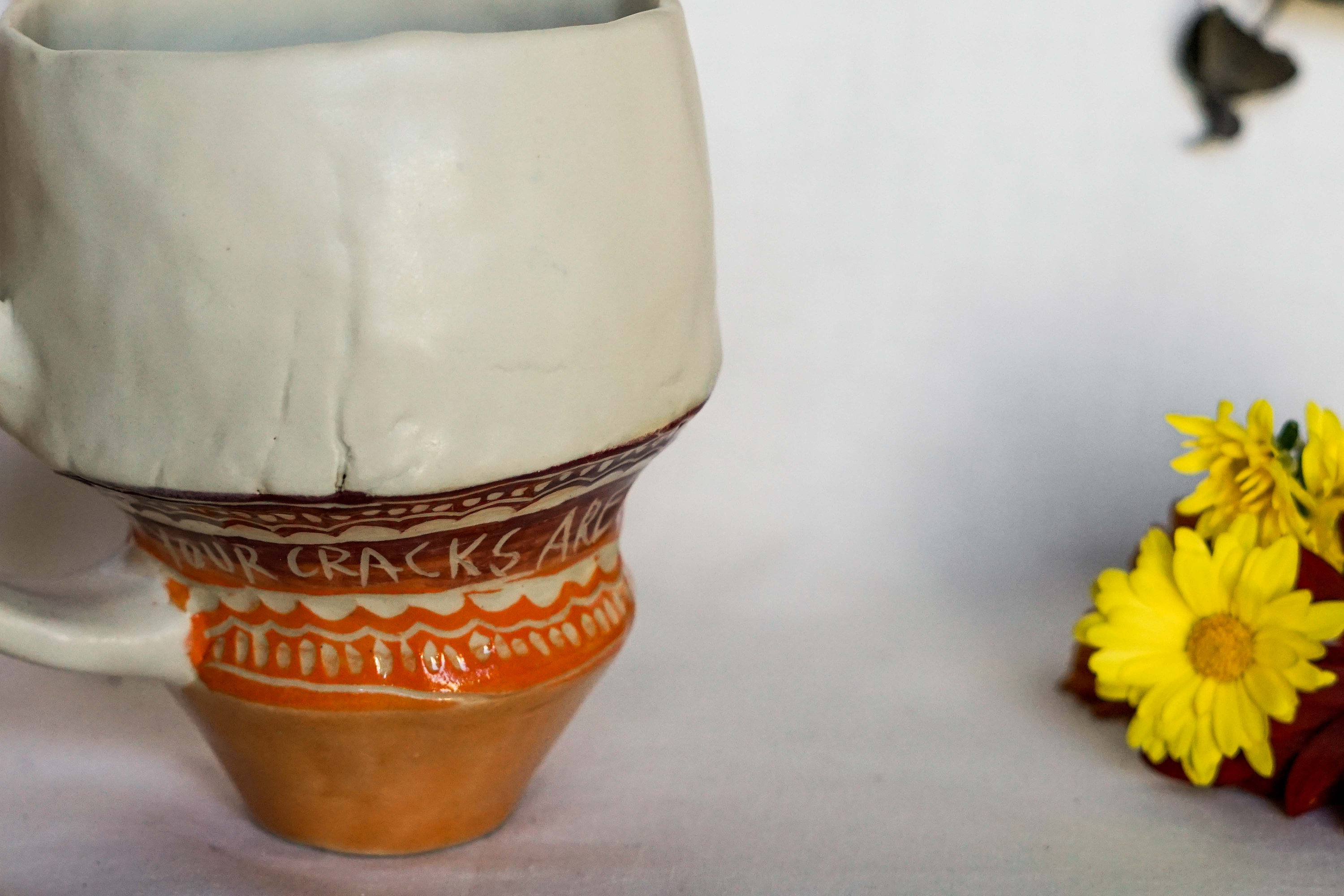 Ceramic Hand Pinched and Carved Fall Quote Mug | Etsy