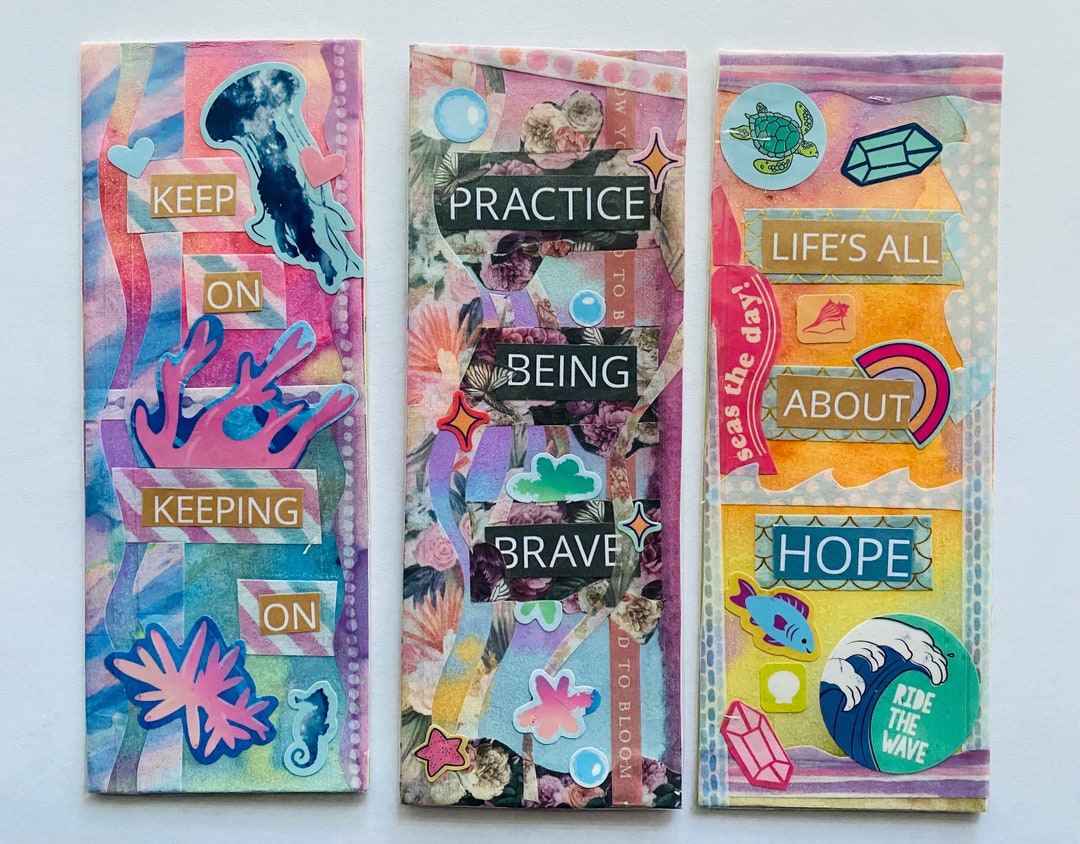 Handmade Bookmark Collage Reading Art Book Lover - Etsy