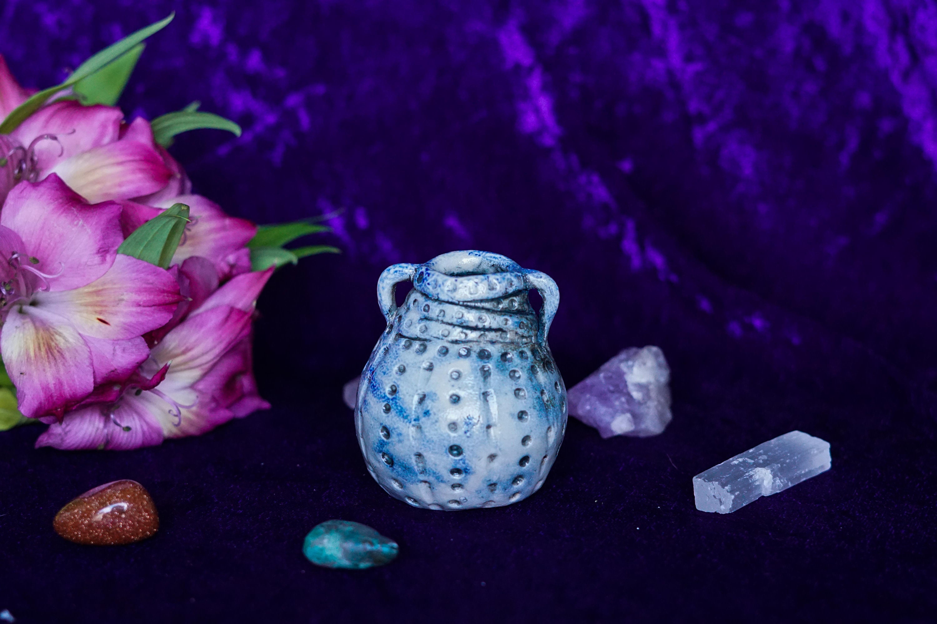 Ceramic Blue Mini Pot Soda Fired Tiny Pot | Etsy