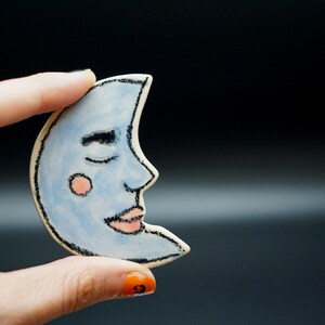 Handmade Moon Magnet Sgraffito Ceramic Witch Halloween Art - Etsy UK