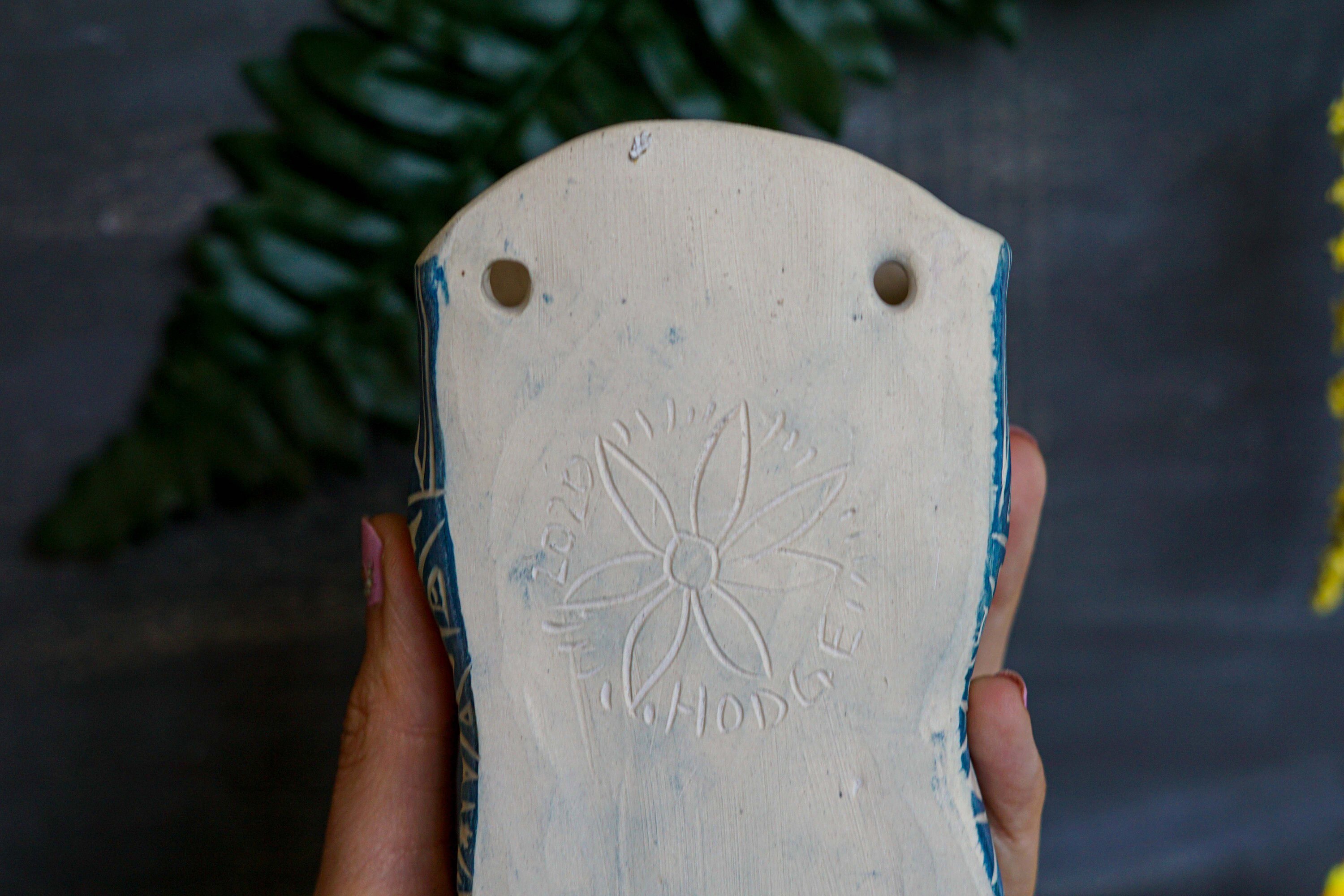 Ceramic Carved Sgraffito Blue and White Pottery Vase Wall - Etsy