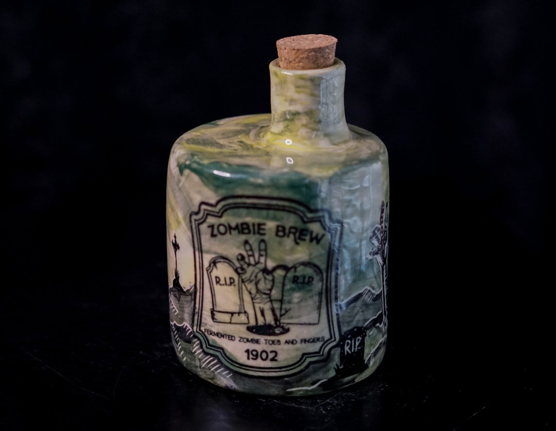 Ceramic Handmade Zombie Brew Apothecary Bottle Witch Art Halloween ...