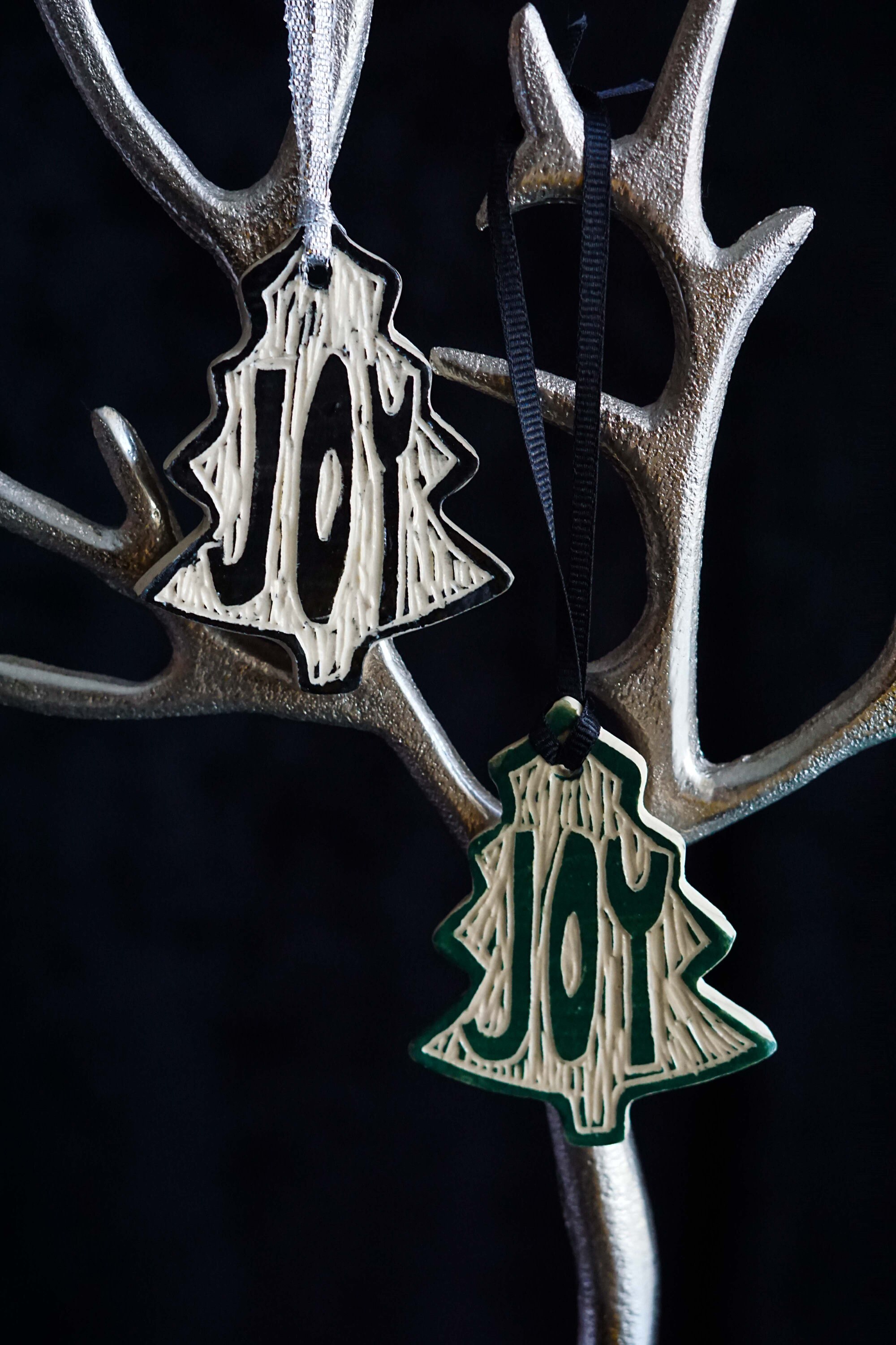 Handmade Christmas Tree Sgraffito Joy Ceramic Ornament Christmas ...