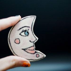 Handmade Moon Magnet Sgraffito Ceramic Witch Halloween Art - Etsy UK