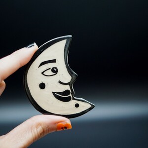 Handmade Moon Magnet Sgraffito Ceramic Witch Halloween Art - Etsy UK