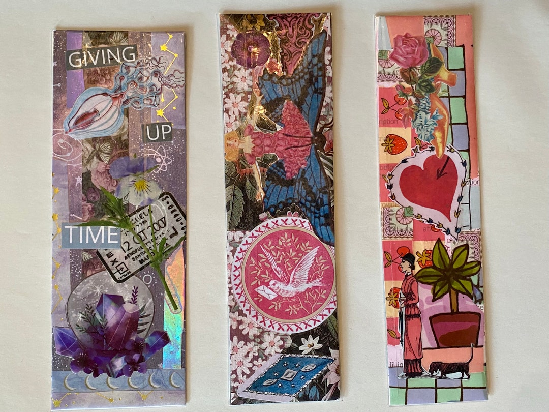Handmade Bookmark Collage Reading Art Book Lover - Etsy