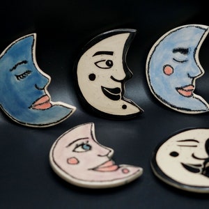 Handmade Moon Magnet Sgraffito Ceramic Witch Halloween Art - Etsy UK