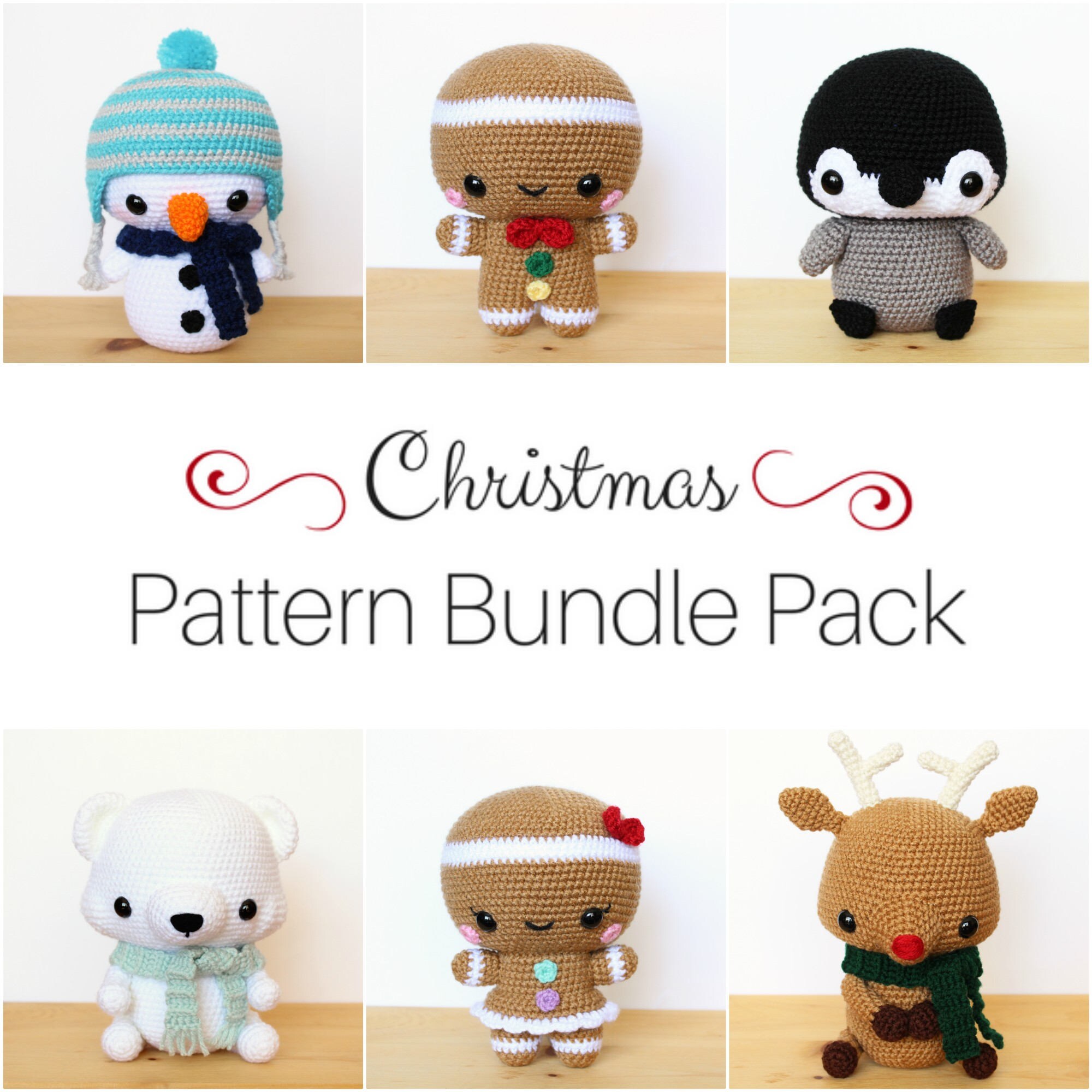 6 PATTERNS Bundle Pack: Cuddle-Sized Christmas Amigurumi | Etsy