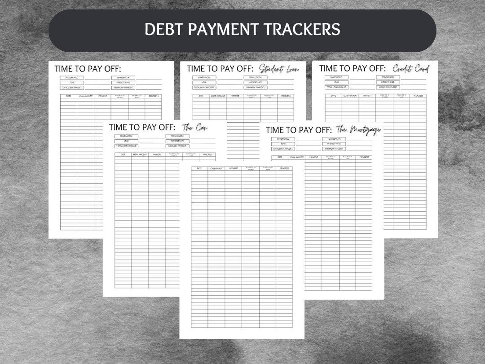 Debt Tracker Printable, Student Loan Planner, Mortgage Payment Tracker ...