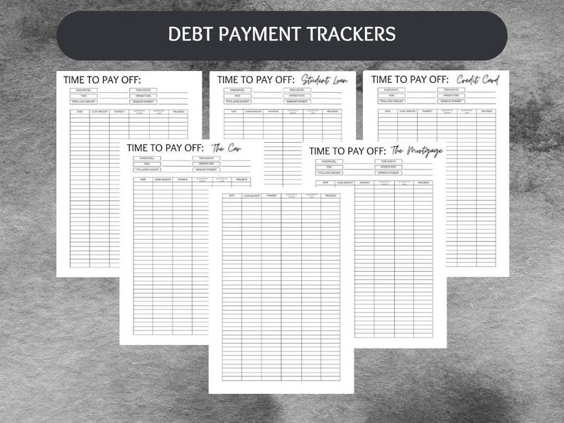 Debt Tracker Printable, Student Loan Planner, Mortgage Payment Tracker ...