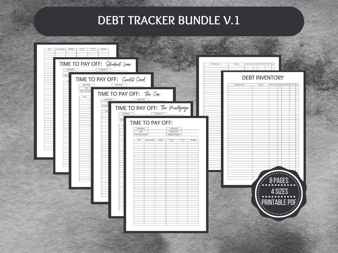 Debt Tracker Printable, Student Loan Planner, Mortgage Payment Tracker ...