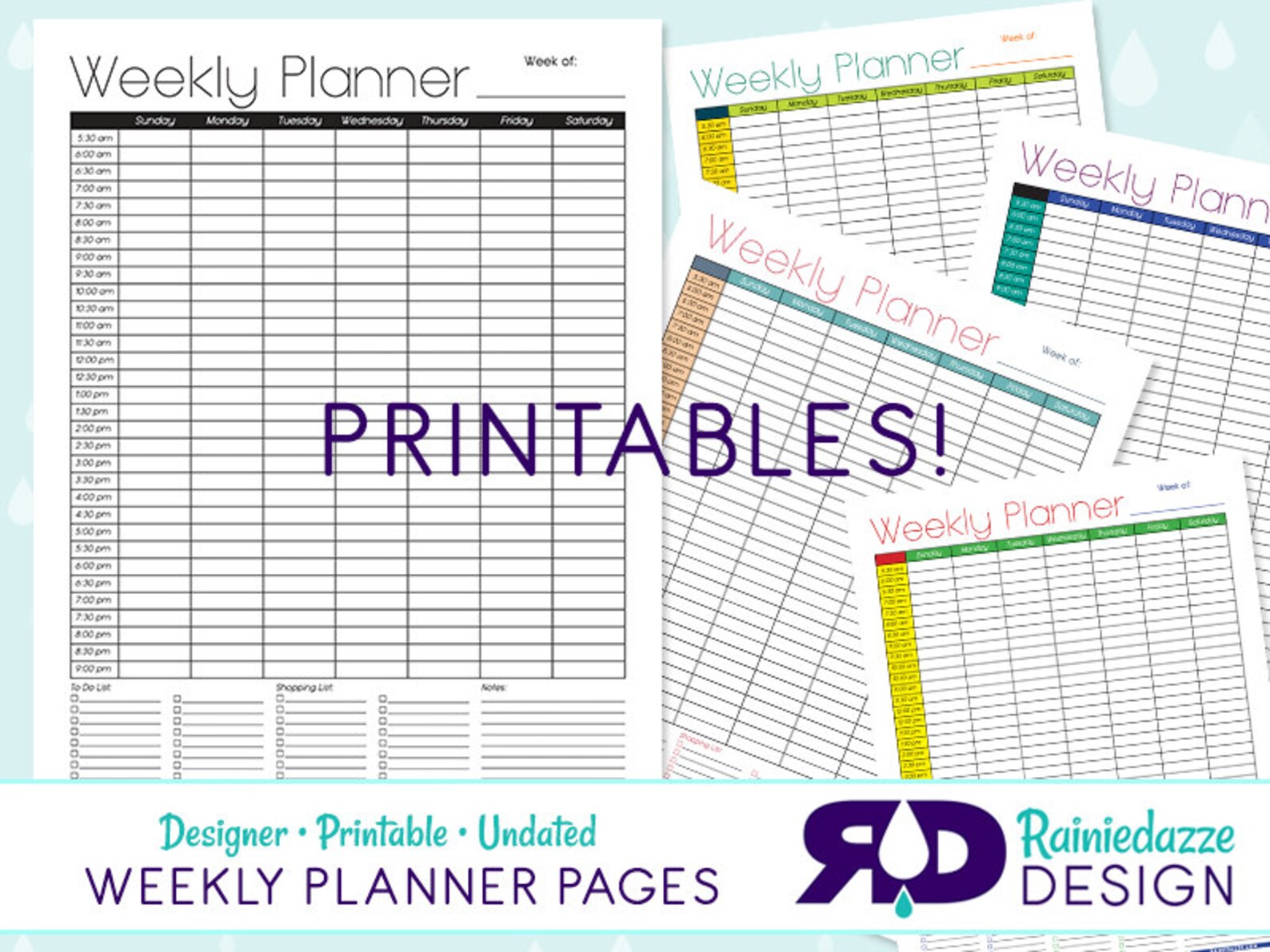 Weekly Planner - Teacher, Student, Parent, Professional - Single Page ...