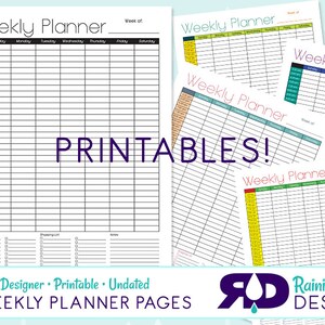 Weekly Planner - Teacher, Student, Parent, Professional - Single Page ...