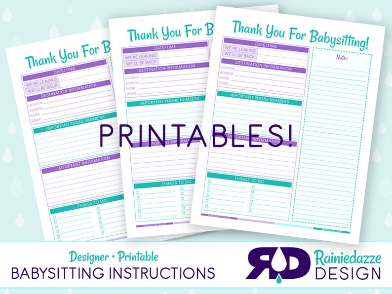 Babysitting Instructions - Printable PDF - Etsy