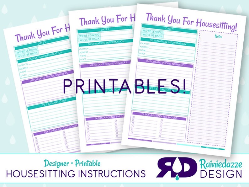 Housesitting Instructions Printable PDF - Etsy
