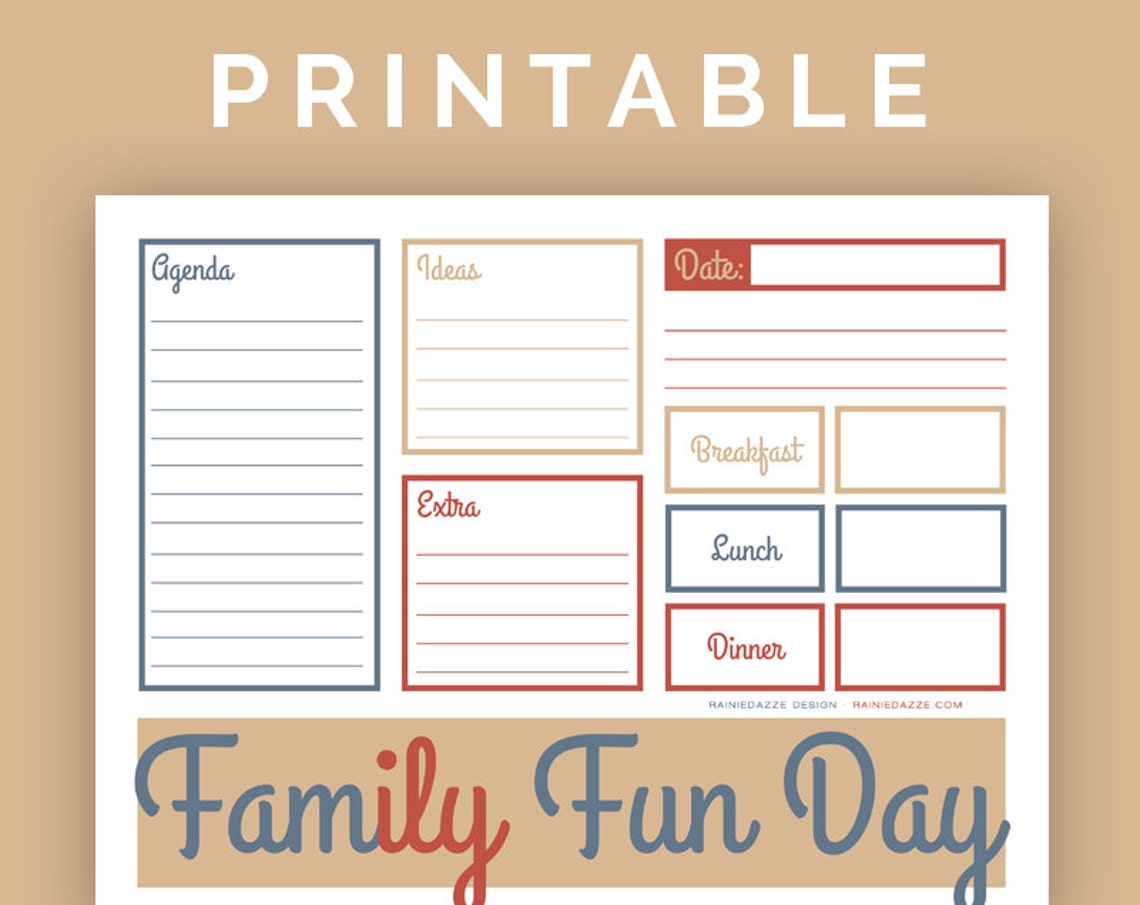 Family Fun Day Itinerary - Printable PDF - Etsy