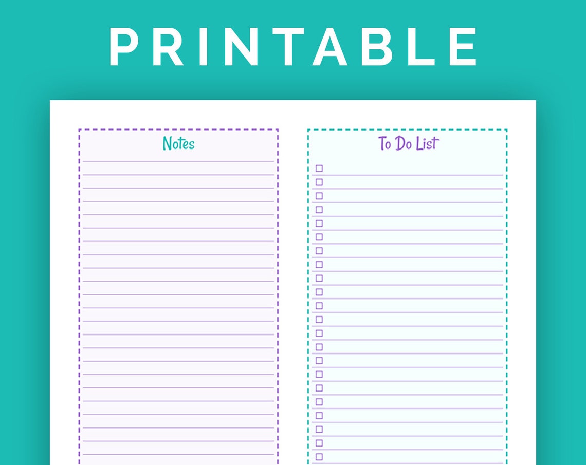 Notes and to Do Lists - Printable PDF - Etsy