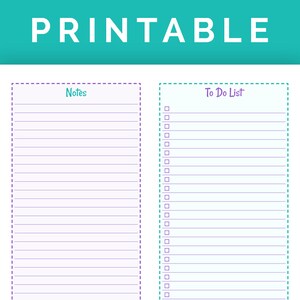 Notes and to Do Lists - Printable PDF - Etsy