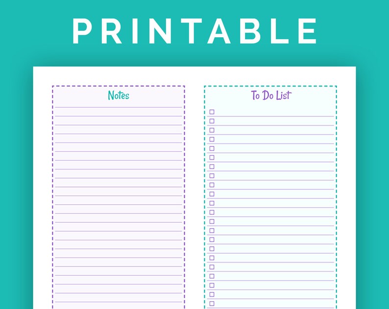 Notes and to Do Lists - Printable PDF - Etsy