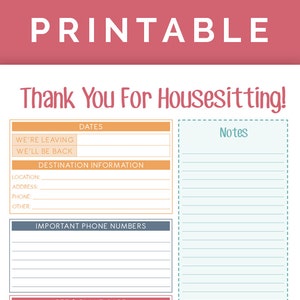 Housesitting Instructions - Printable PDF - Etsy