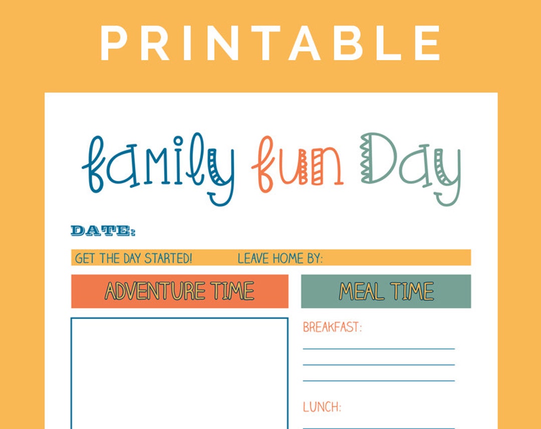 Family Fun Day Itinerary - Printable PDF - Etsy