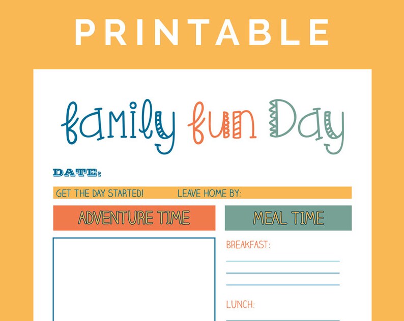 Family Fun Day Itinerary - Printable PDF - Etsy