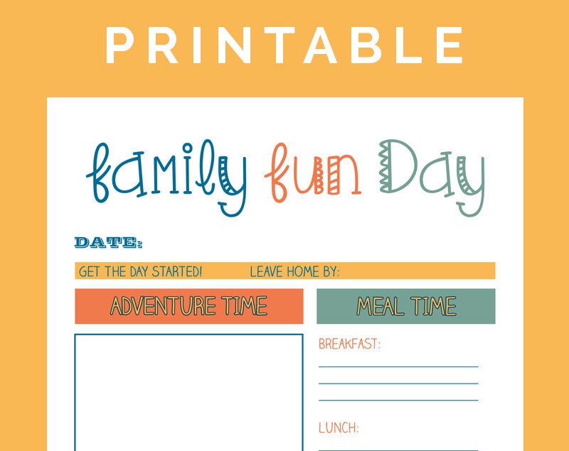 Family Fun Day Itinerary - Printable PDF - Etsy