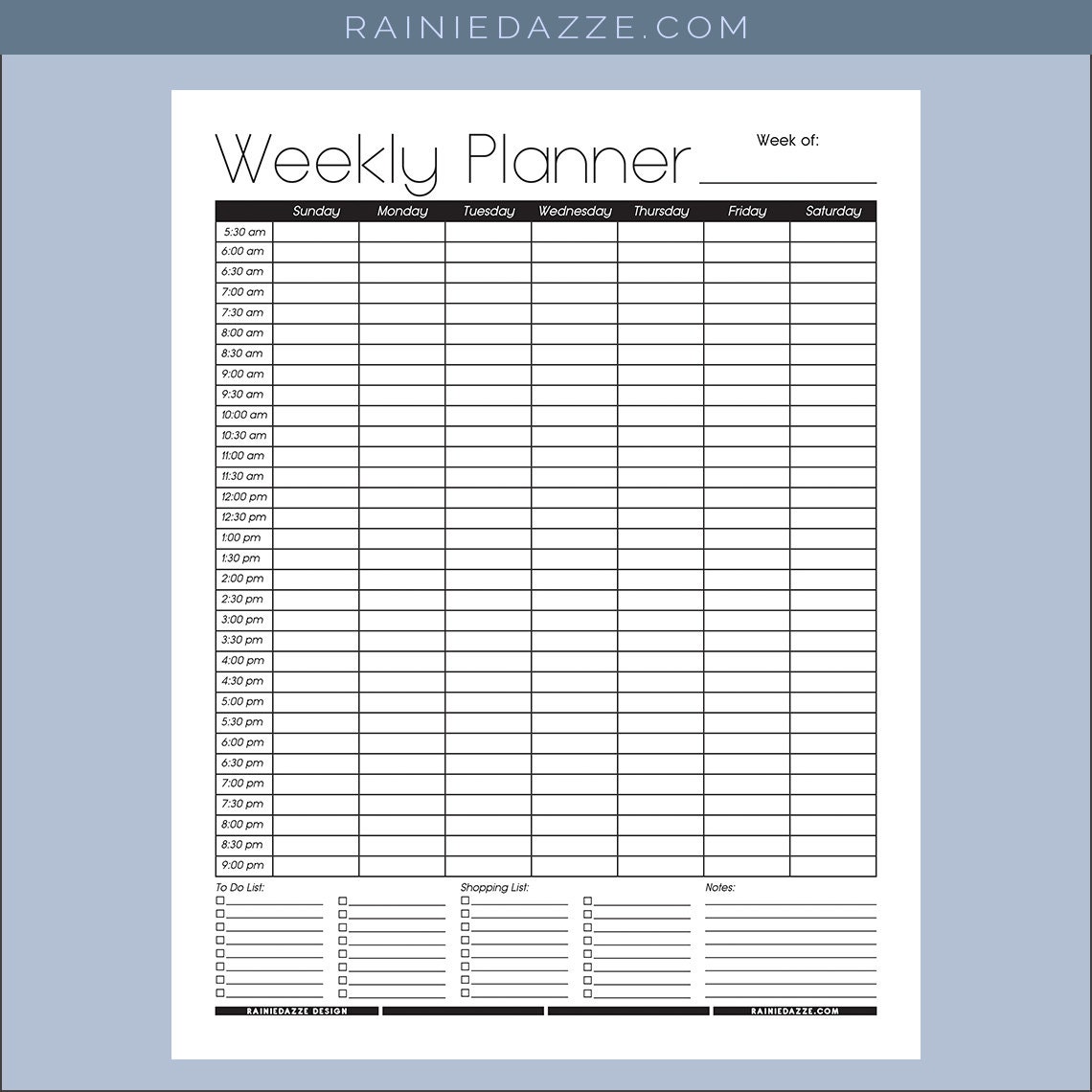 Weekly Planner - Teacher, Student, Parent, Professional - Single Page ...
